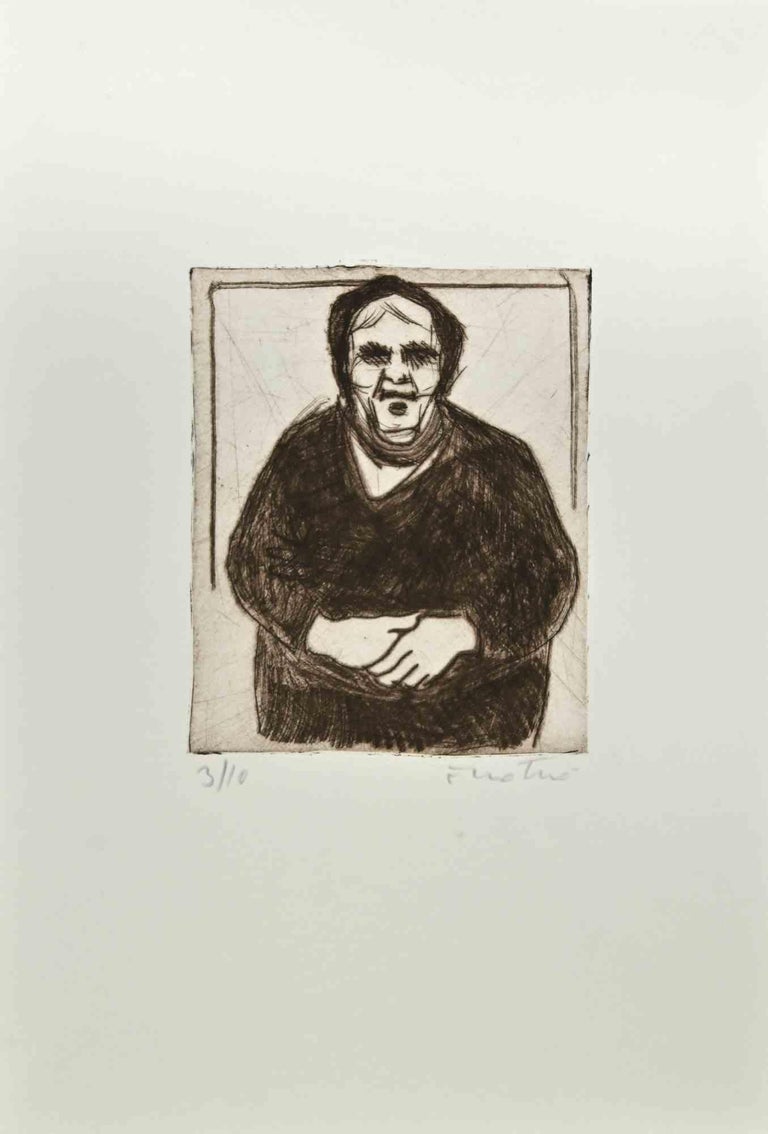Enotrio Pugliese - Woman of Calabria - Etching by Enotrio Pugliese ...