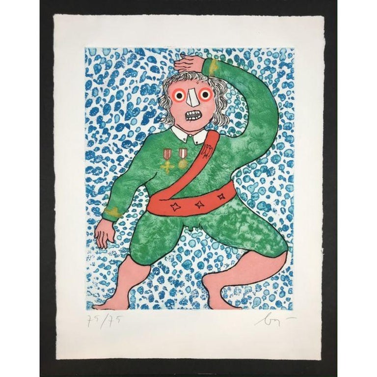 Enrico Baj - Enrico Baj - Generale Danzante - Etching and Collage on ...