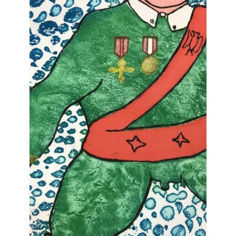 Enrico Baj - Enrico Baj - Generale Danzante - Etching and Collage on ...