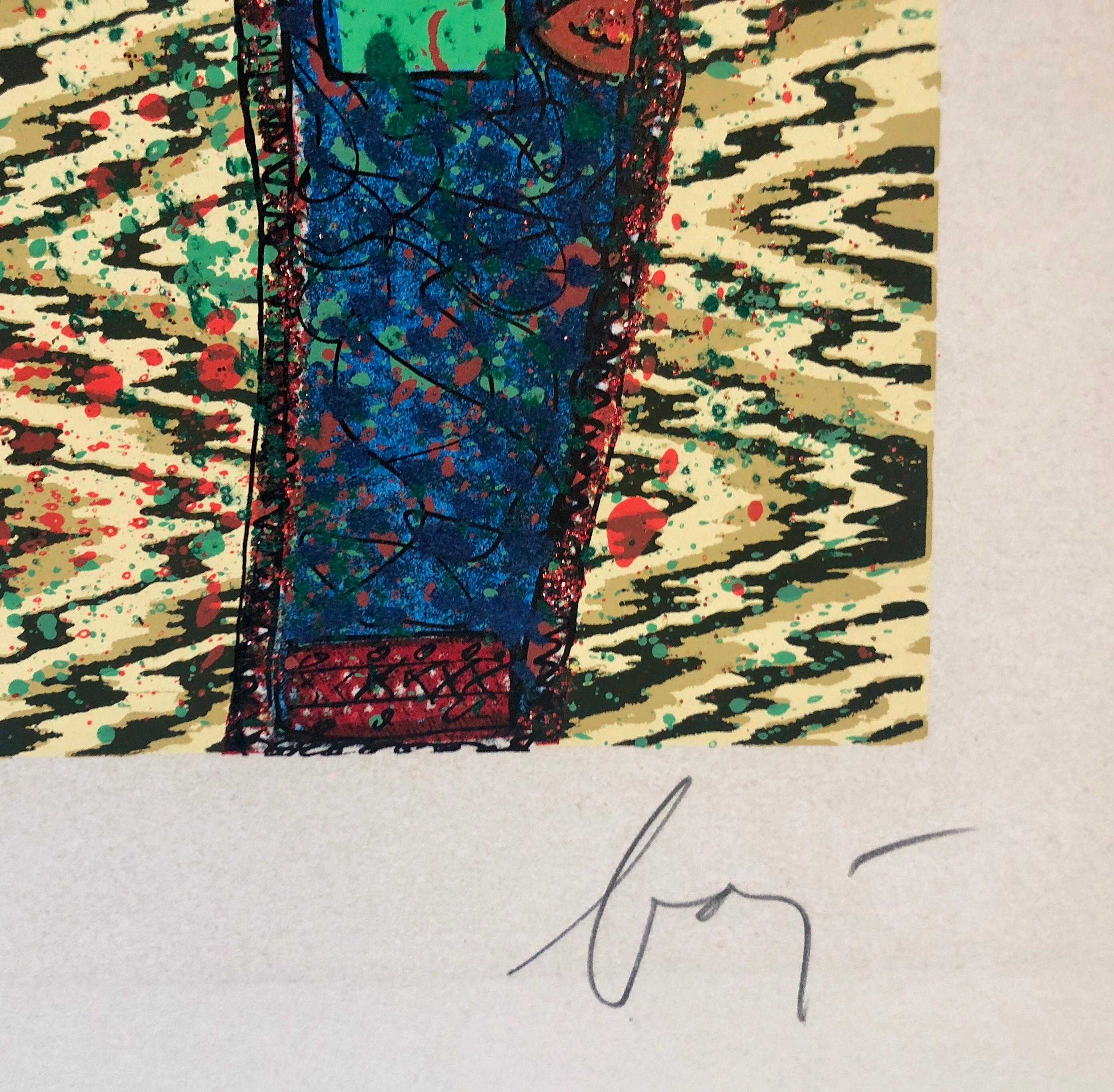 Enrico Baj - Surrealist Screen Print Collage with Glitter Multiple ...