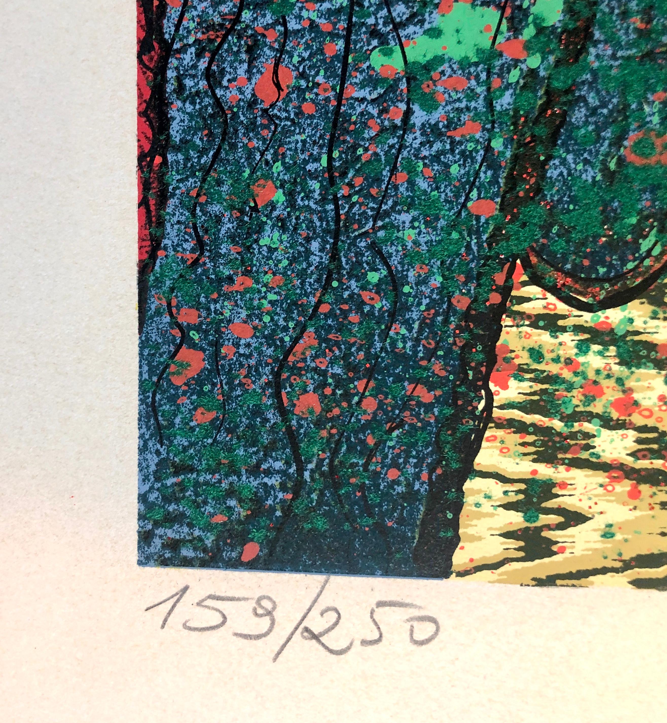 Enrico Baj - Surrealist Screen Print Collage with Glitter Multiple ...