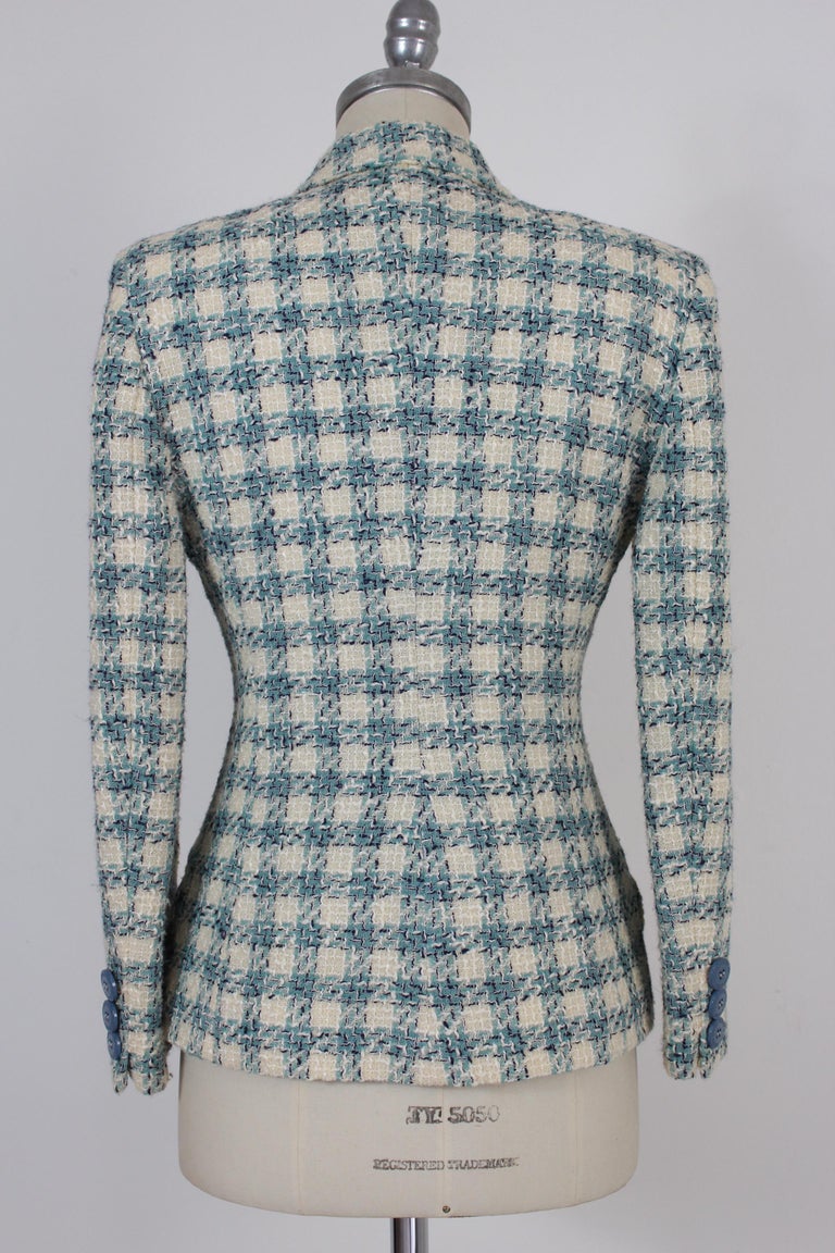 Enrico Coveri Blue White Wool Boucle Classic Jacket at 1stDibs | enrico ...