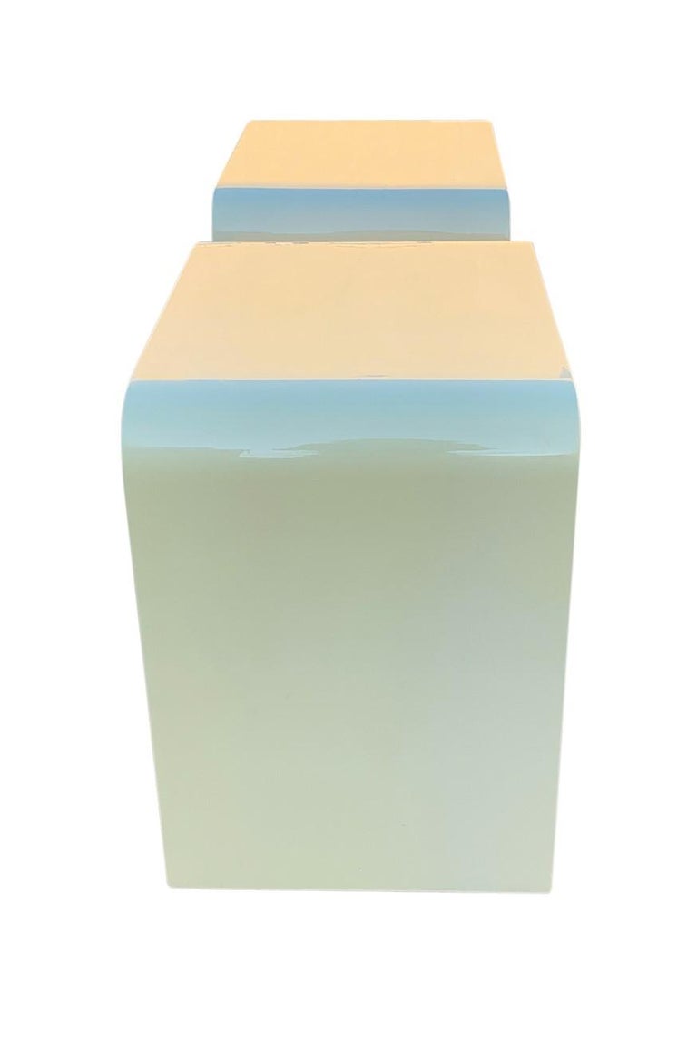 Enrique Garcel Pair Lacquer and Bone Side or End Tables, Night Stands ...