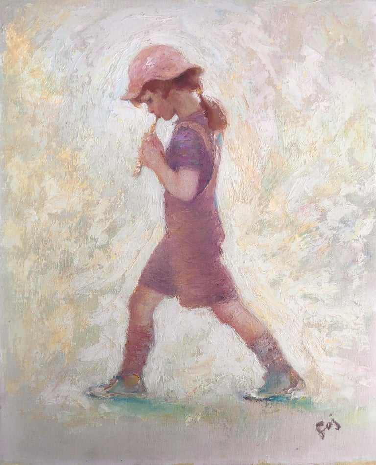 Enrique Montserrat Foj - Girl playing the flute oil painting For Sale ...