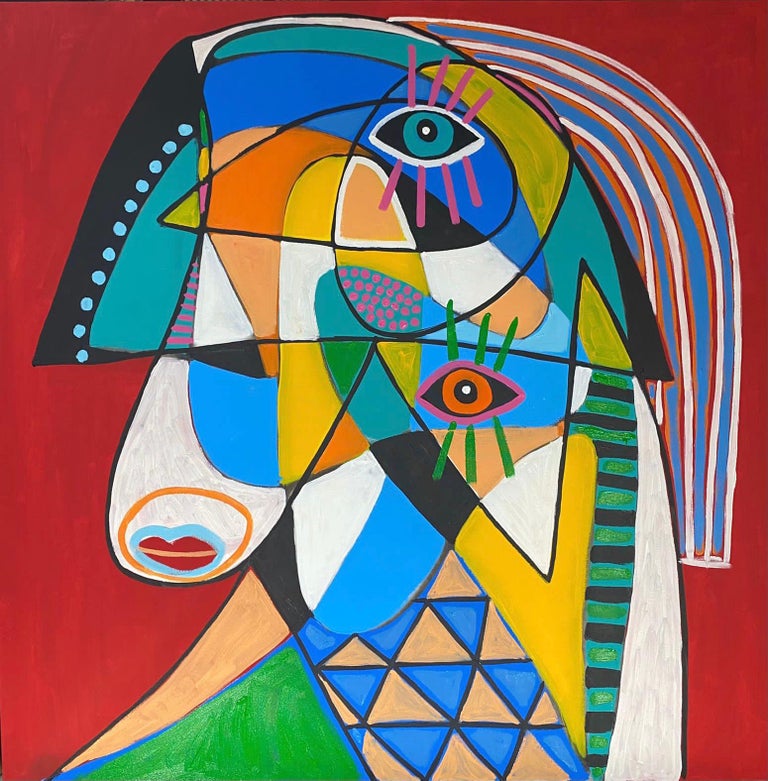 Enrique Pichardo - Red Head, Contemporary Art, Abstract Painting, 21st ...