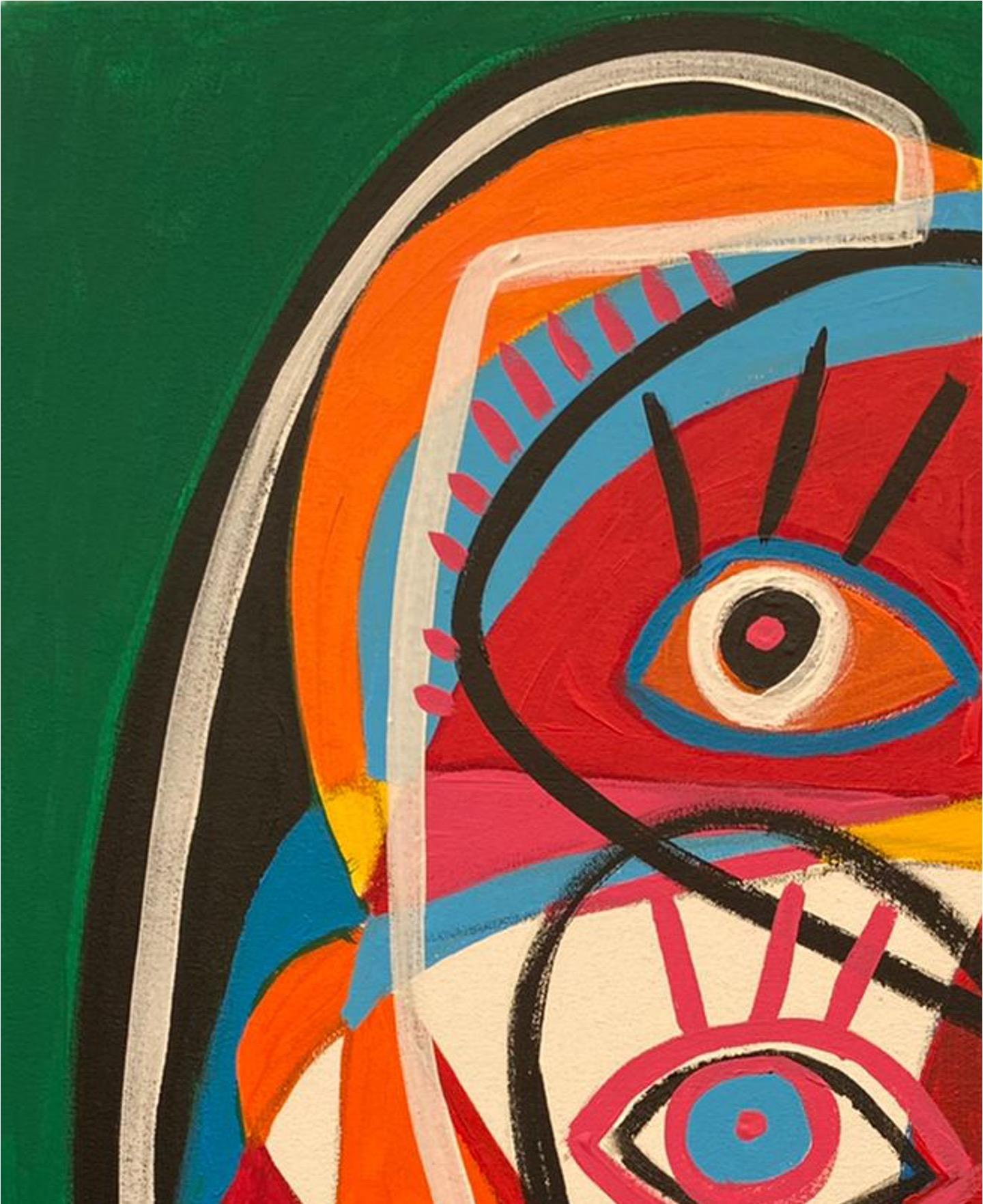 Enrique Pichardo - Green Face, Contemporary Art, Abstract Painting ...