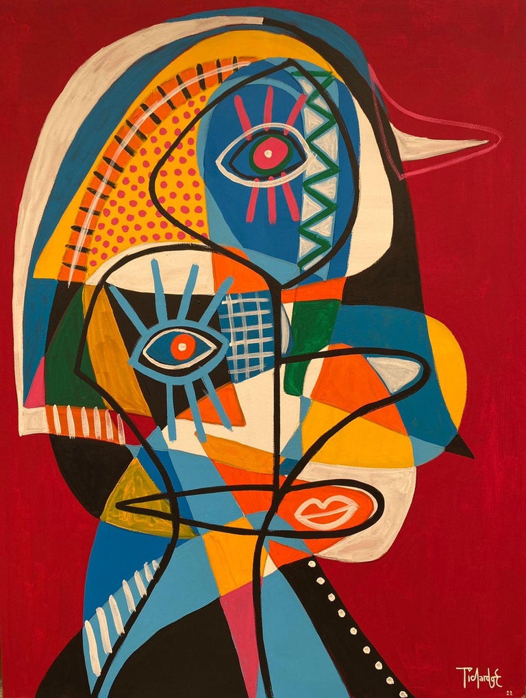 Enrique Pichardo - Woman with Hat, Contemporary Art, Abstract Painting ...