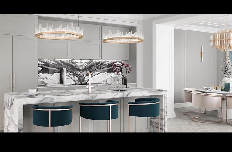 Ensemble of 7 White Quartz Pendant Lamp For Sale at 1stDibs