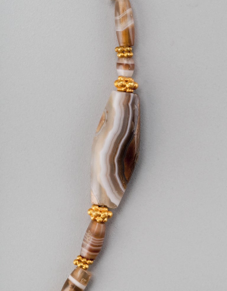 Ensemble of Ancient Agate Bead Necklaces, 22k Granulated Gold Beads ...