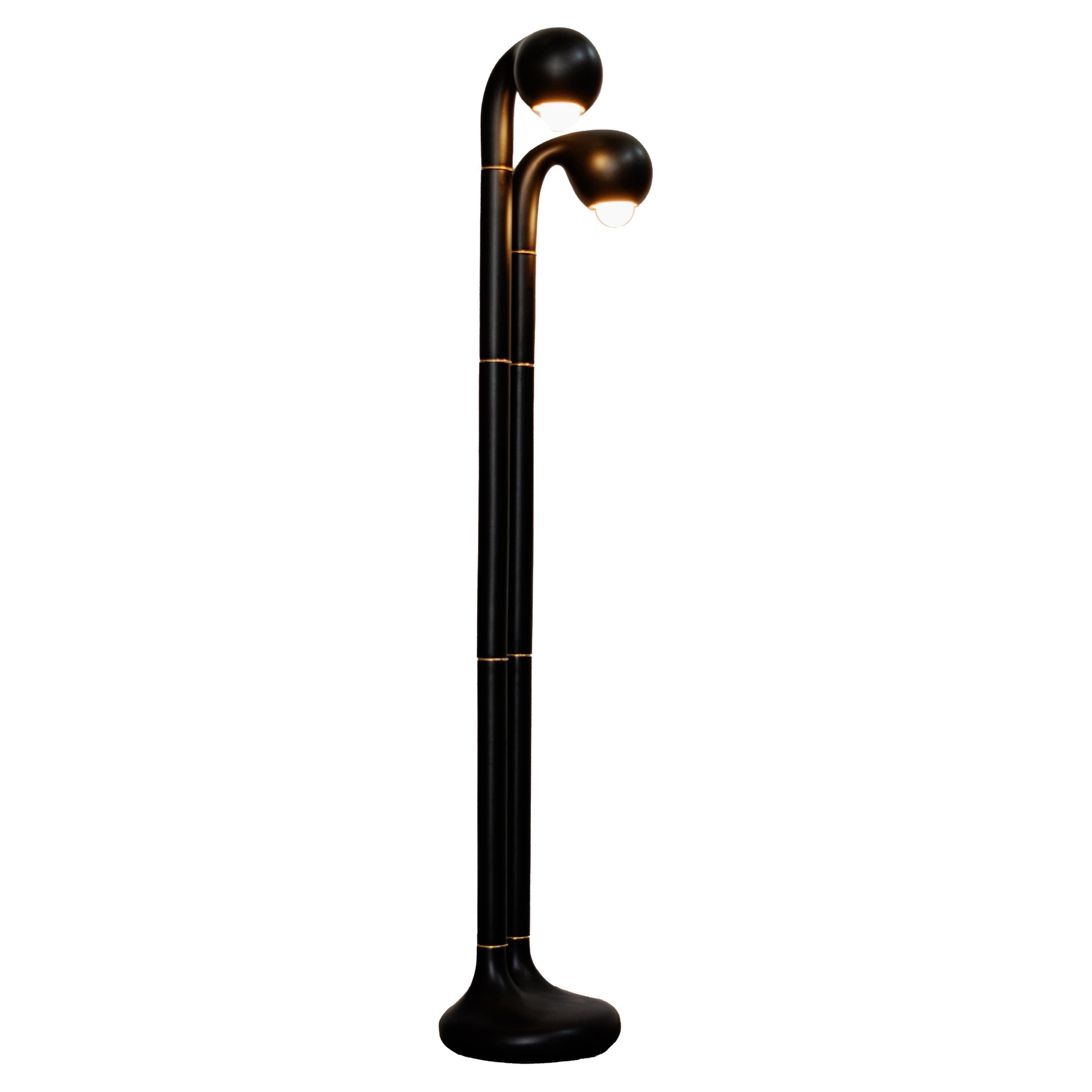 Entler Matte Blue 2-Globe Floor Lamp For Sale at 1stDibs