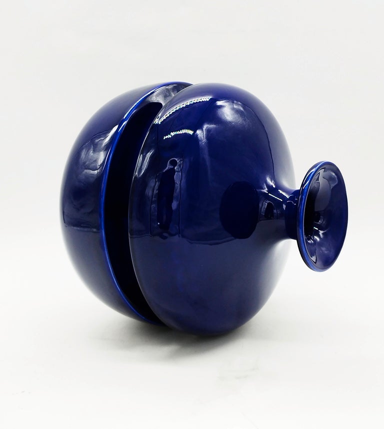 Enzo Bioli for Il Picchio Blue Ceramic Vase, Italy, 1970s For Sale at ...