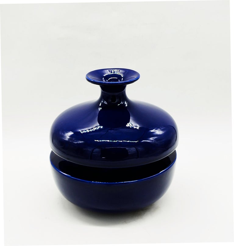 Enzo Bioli for Il Picchio Blue Ceramic Vase, Italy, 1970s For Sale at ...