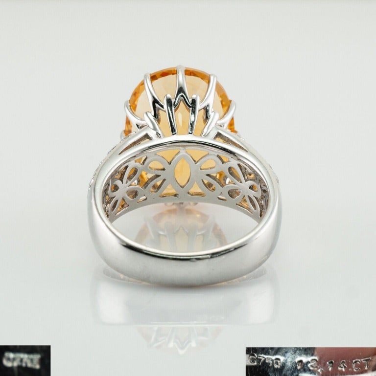 Enzo Citrine Diamond Ring 18K White Gold Cocktail For Sale at 1stDibs