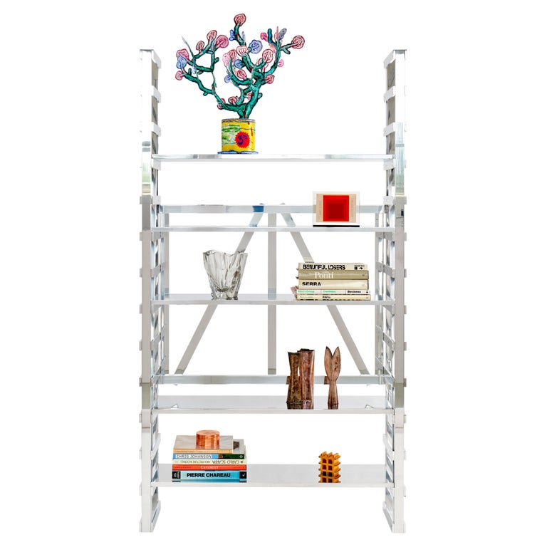 Enzo Mari Bookshelf in Solid Mirror Polished Aluminum For Sale at 1stDibs