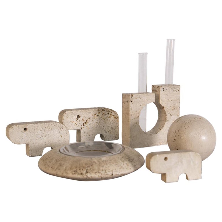 Enzo Mari Desk Set or Travertine Decoration at 1stDibs