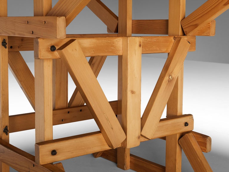 Enzo Mari for Simon International 'Ics' Table in Pine For Sale at 1stDibs