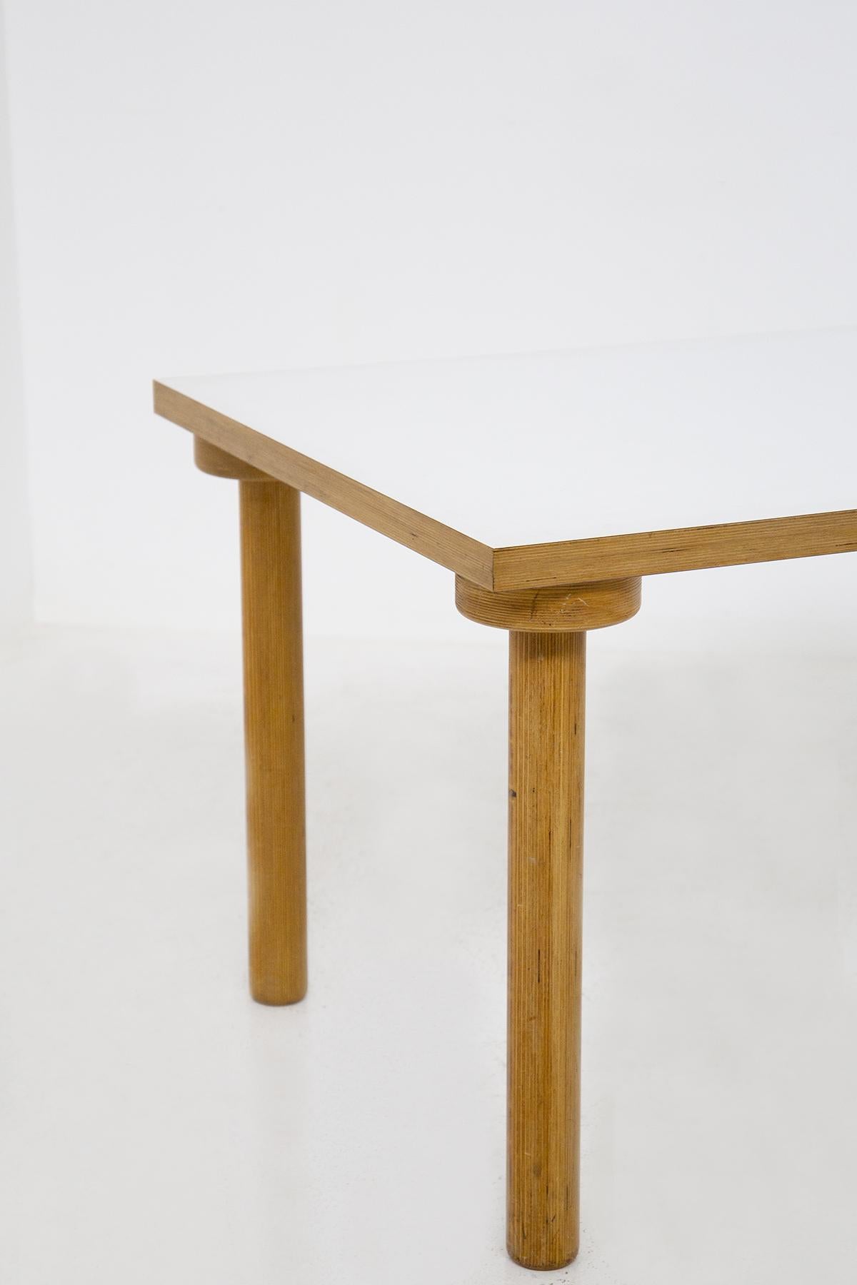 Enzo Mari Vintage Small Table in Wood with White Top at 1stDibs