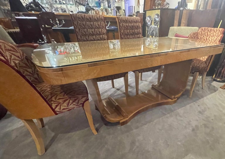 Epstein English Art Deco Dining Table with 6 Cloud Dining Chairs For ...