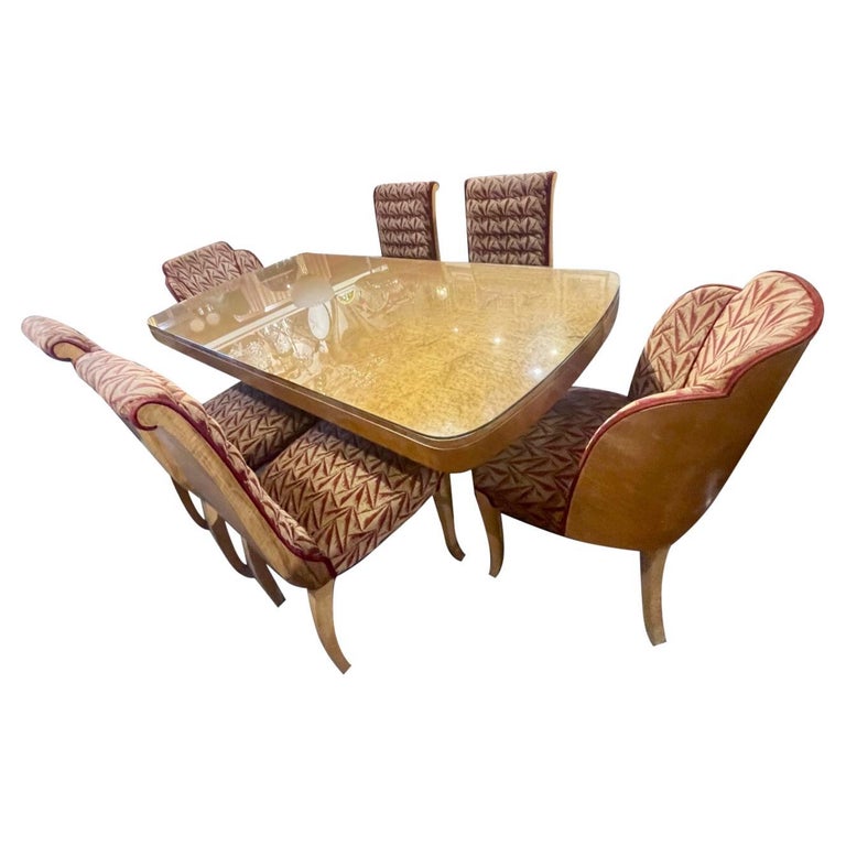 Epstein English Art Deco Dining Table with 6 Cloud Dining Chairs For ...