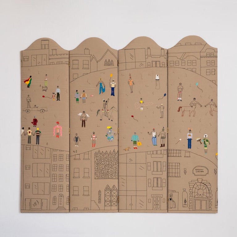 "Equality Protest" Hand Embroidered 4 Panel Screen Frame by Sean ...