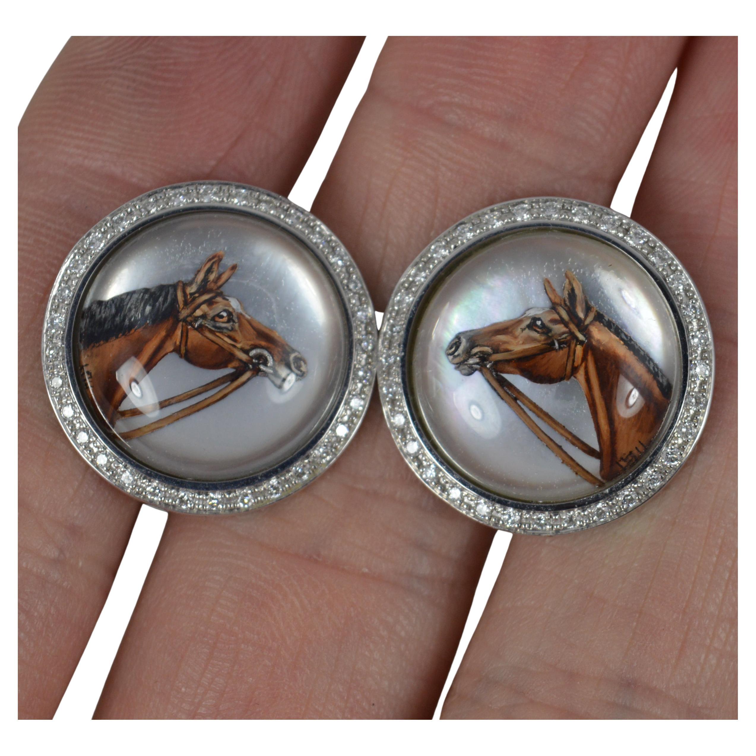 Marcus and Co. 1930's Essex Crystal and Gold Hunting Cufflinks at ...
