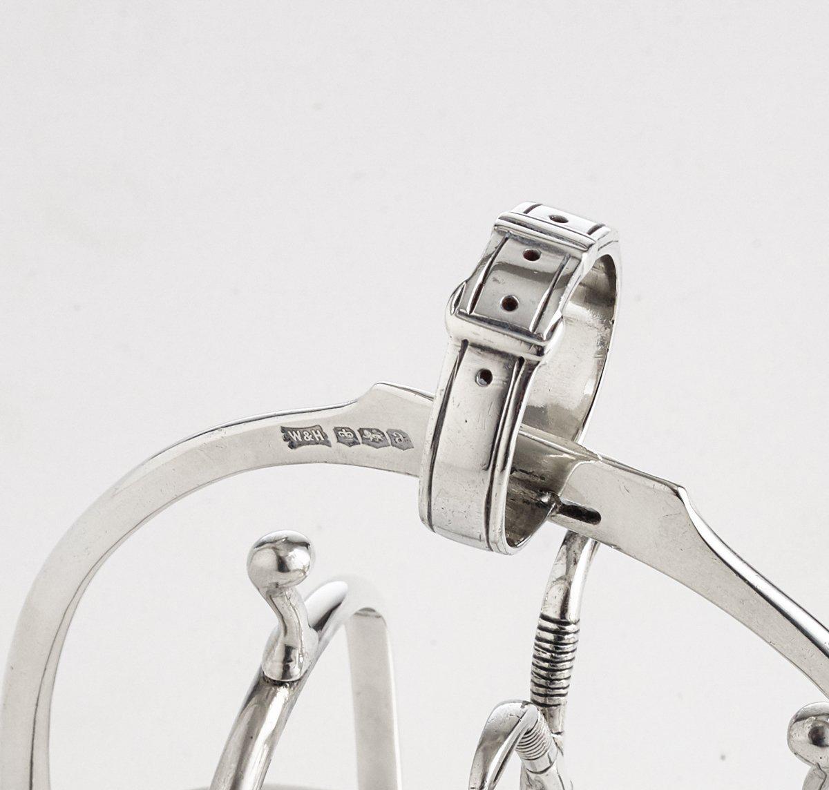 Antique Equestrian Silver Toast Letter Rack by Makers Walker and Hall ...