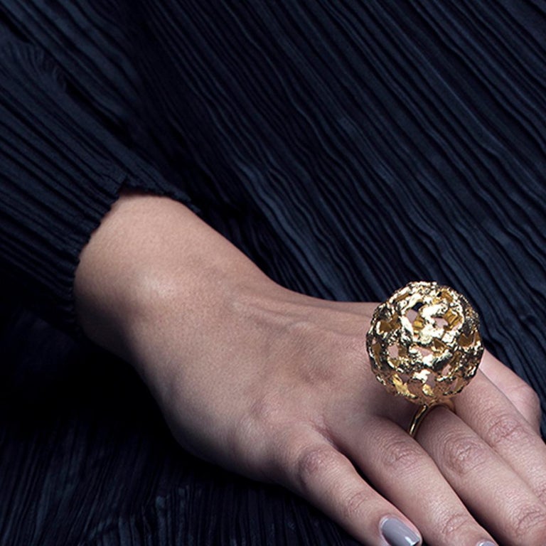 Customizable Equilibrium Spherical Textured Ring For Sale at 1stDibs