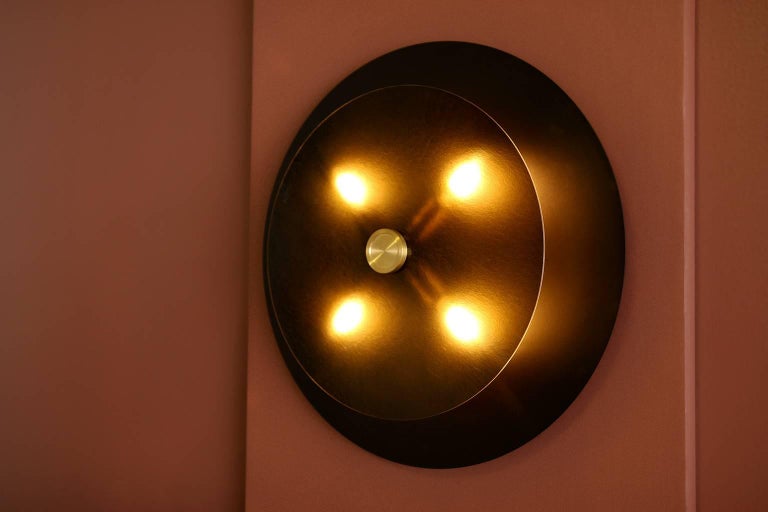 Equinox Circular Wall Sconce with Hand-Rolled Glass Front Plate, by ...