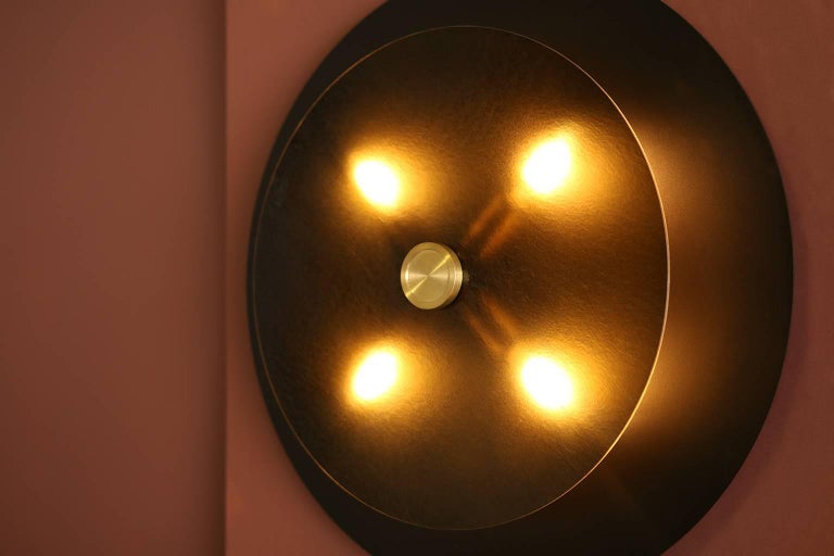 Equinox Circular Wall Sconce with Hand-Rolled Glass Front Plate, by ...