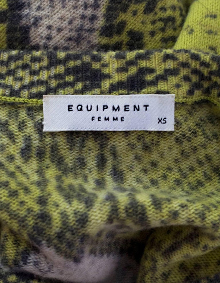 Equipment Yellow Cashmere Snake Print Sweater Sz XS For Sale at 1stDibs ...