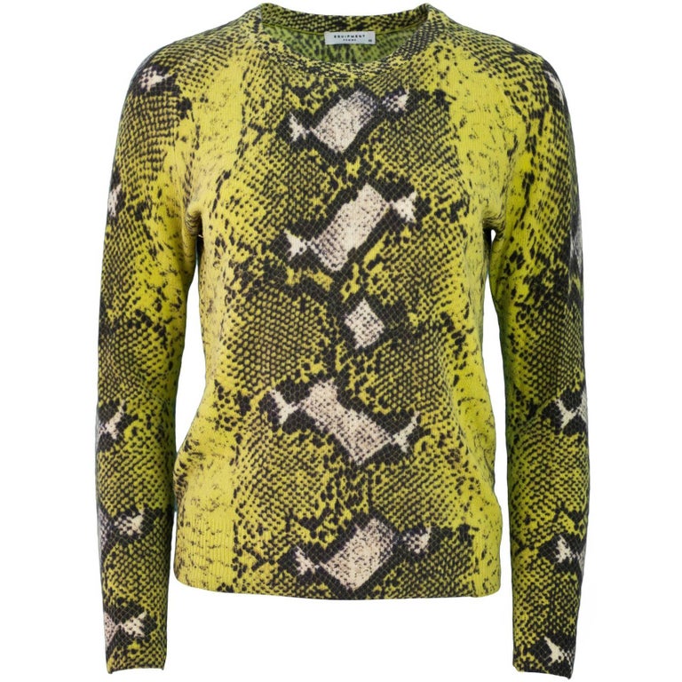Equipment Yellow Cashmere Snake Print Sweater Sz XS For Sale at 1stDibs ...