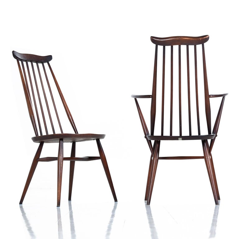 Ercol Chairs, Set of 6 Classic English Midcentury Spindle Back Windsor ...