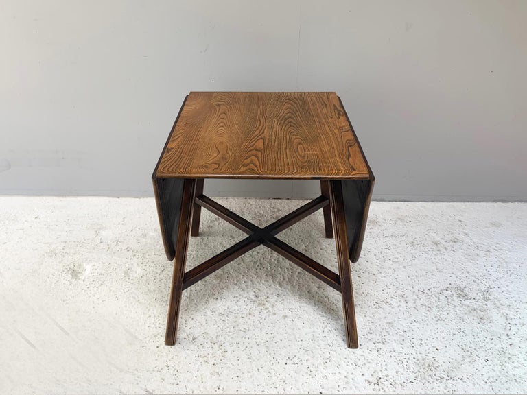 Ercol mid century ‘Old Colonial 377” blue label elm drop leaf table For ...