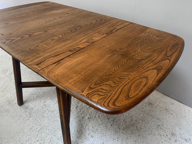 Ercol mid century ‘Old Colonial 377” blue label elm drop leaf table For ...