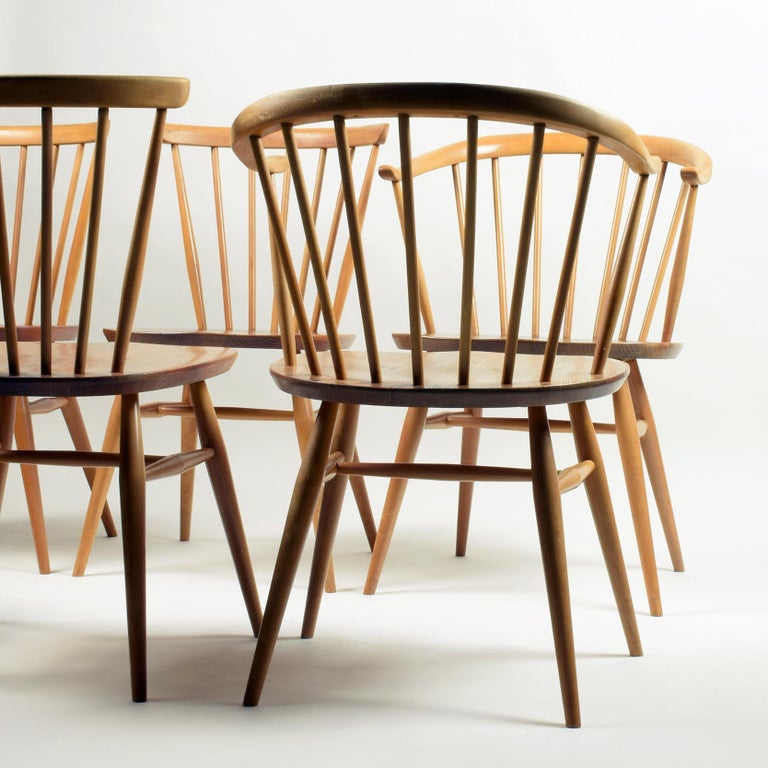 Ercol 'Windsor' Dining Chair set of six, Model 449 and 449A 'Cowhorn ...