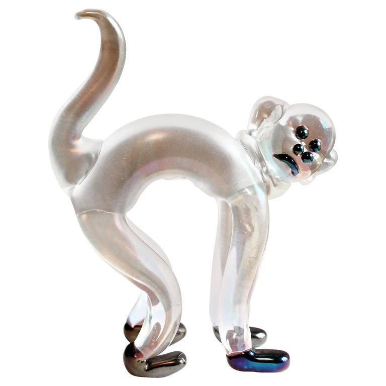 Ercole Barovier Murano Glass Monkey Sculpture, Italy, circa 1930 For ...