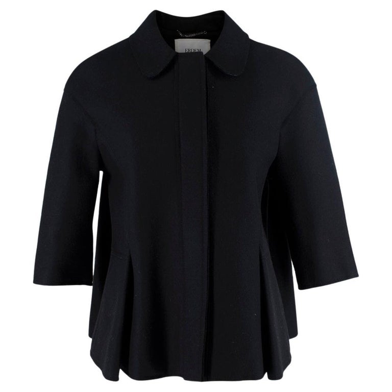 Erdem Black Wool Cropped Swing Jacket - US 4 For Sale at 1stDibs