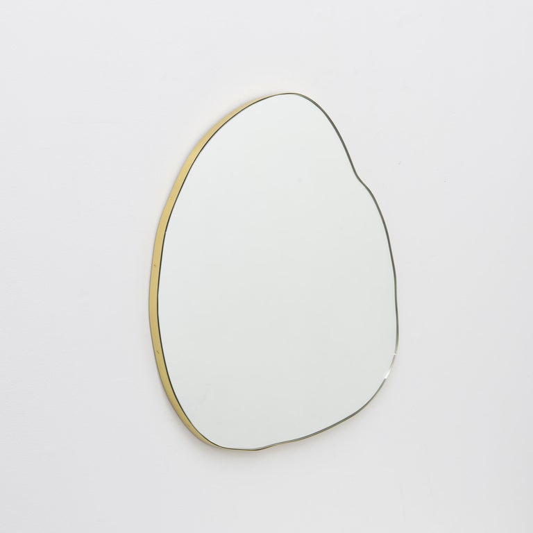Ergon Organic Shaped Contemporary Mirror with a Brass Frame, Medium For ...
