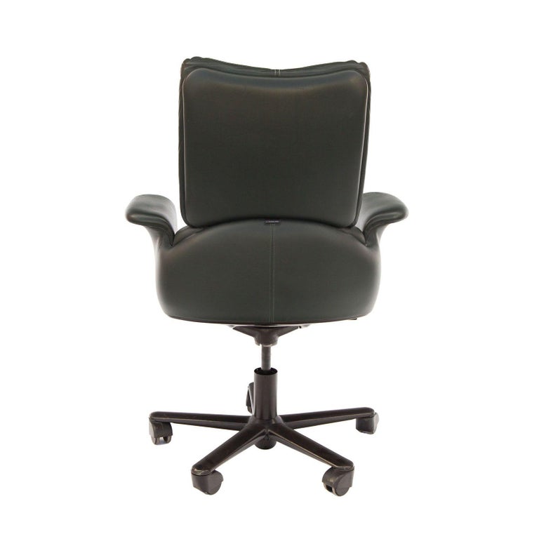 Ergonomic '90s Task Chair in Hunter Green Leather by Geoff Hollington ...
