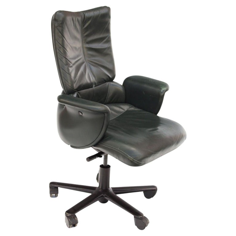 Ergonomic '90s Task Chair in Hunter Green Leather by Geoff Hollington ...