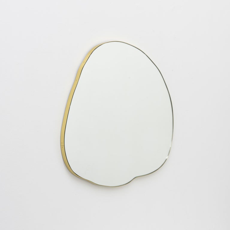 Ergon Organic Shaped Modern Customisable Mirror with a Brass Frame ...