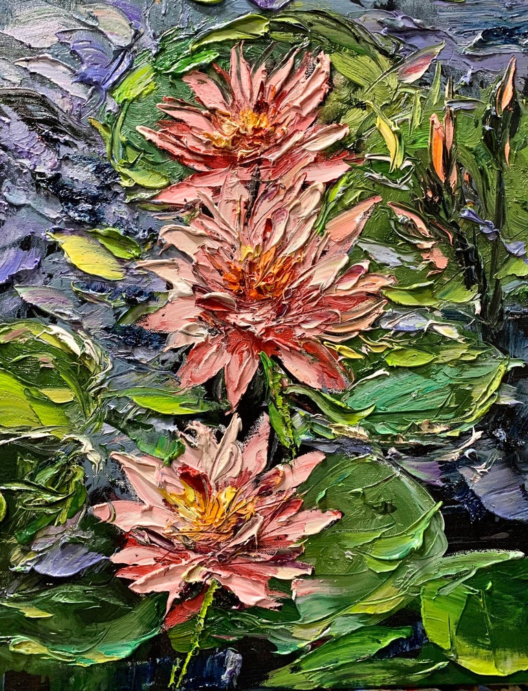 Eric Alfaro - Water Lilies II, Impressionism, Floral, Cuban Artist in USA, oil painting, For ...