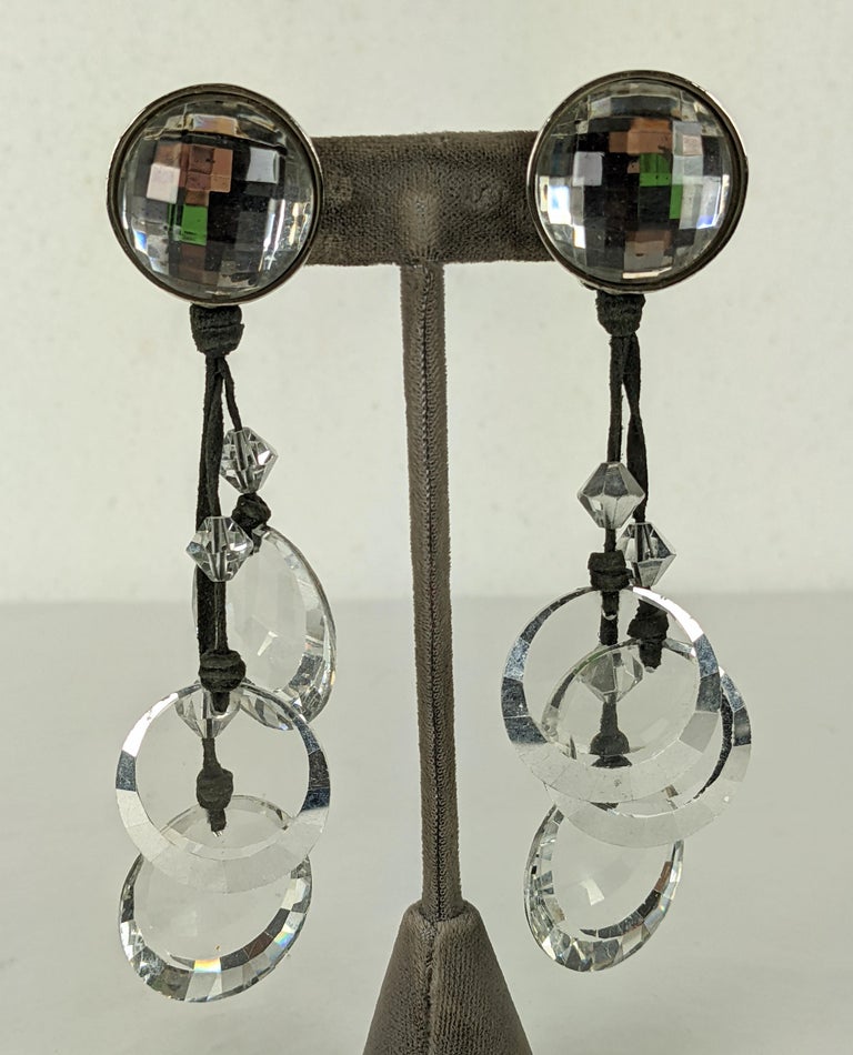 Eric Beamon Crystal Drop and Suede Earrings For Sale at 1stDibs