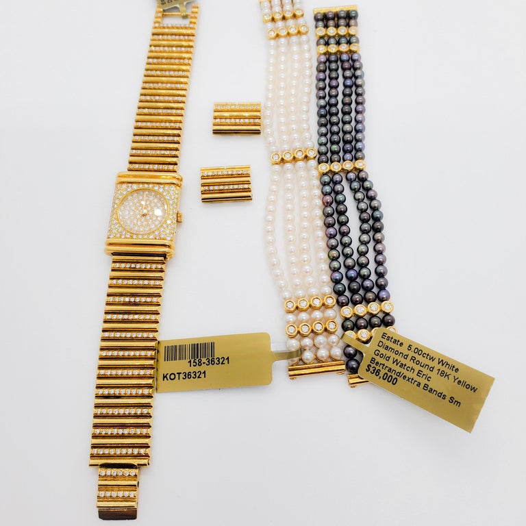 Eric Bertrand 18k Yellow Gold and Diamond Watch with 3 Bands For Sale ...