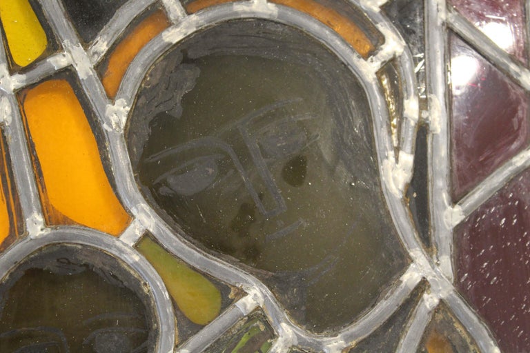 Eric de Saussure Pair of Religious Lead Glass Windows and Flight into ...
