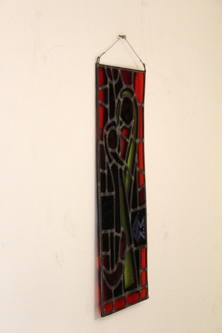 Eric de Saussure Pair of Religious Lead Glass Windows and Flight into ...
