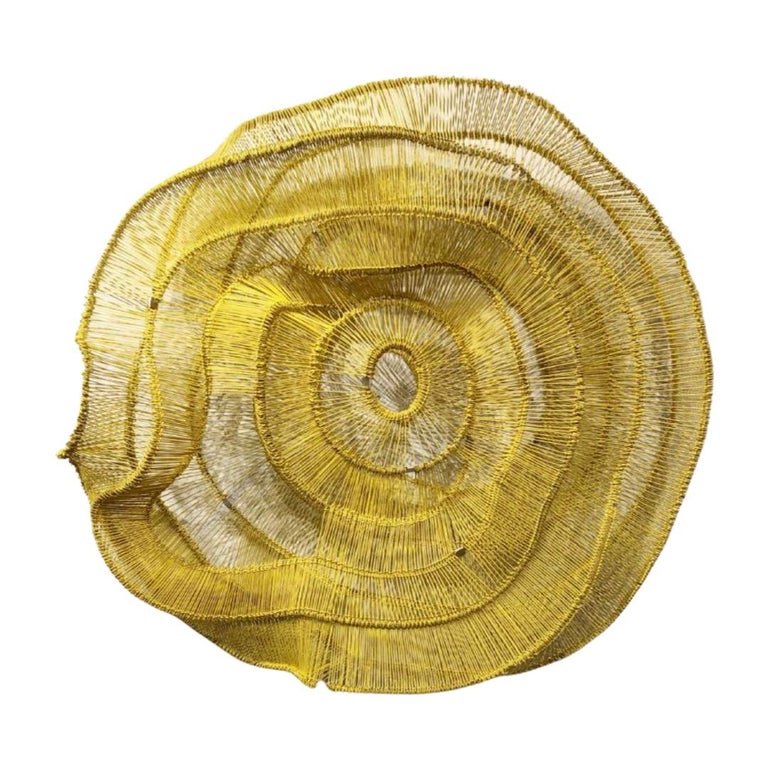 Eric Gushee - "Emergence Series 2" large abstract yellow wire wrapped ...