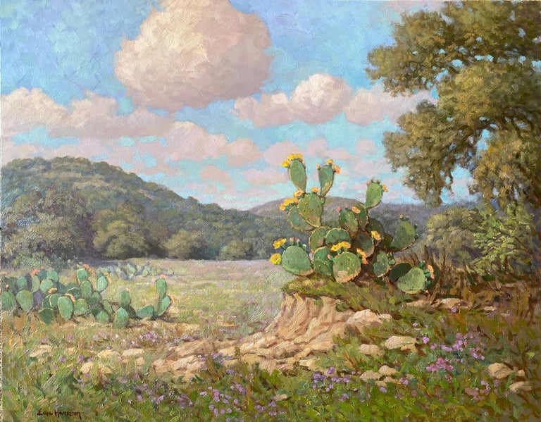 Eric Harrison - "CACTUS BLOOMS WITH VERBENA" PRICKLY PEAR TEXAS HILL ...
