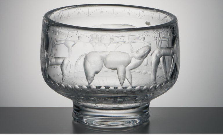 Eric Hoglund Engraved Glass Bowl For Sale at 1stDibs