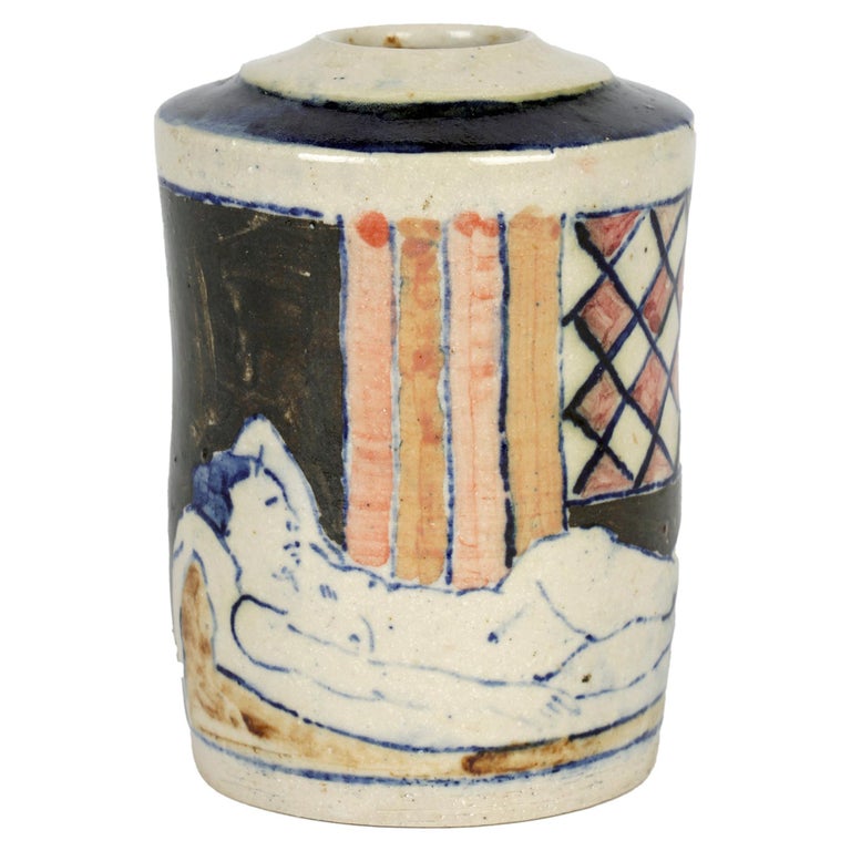 Eric James Mellon Studio Pottery Ash Glazed Vase with Nudes For Sale at ...